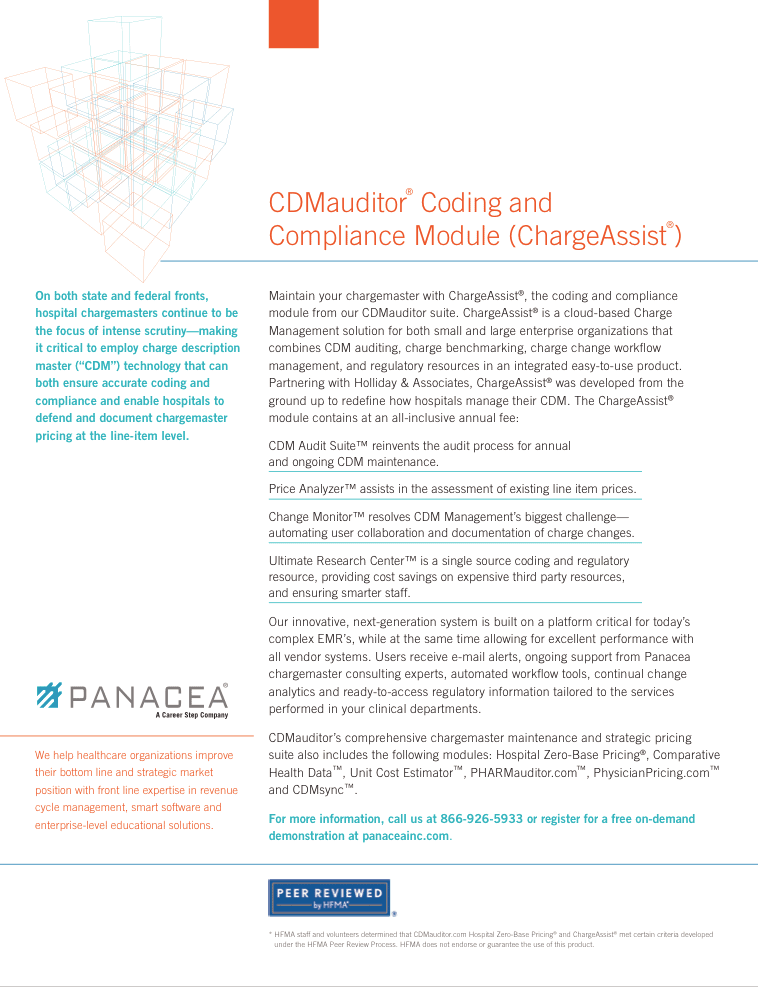 Product Brochure: CDM Auditor (ChargeAssist) - Panacea Healthcare ...